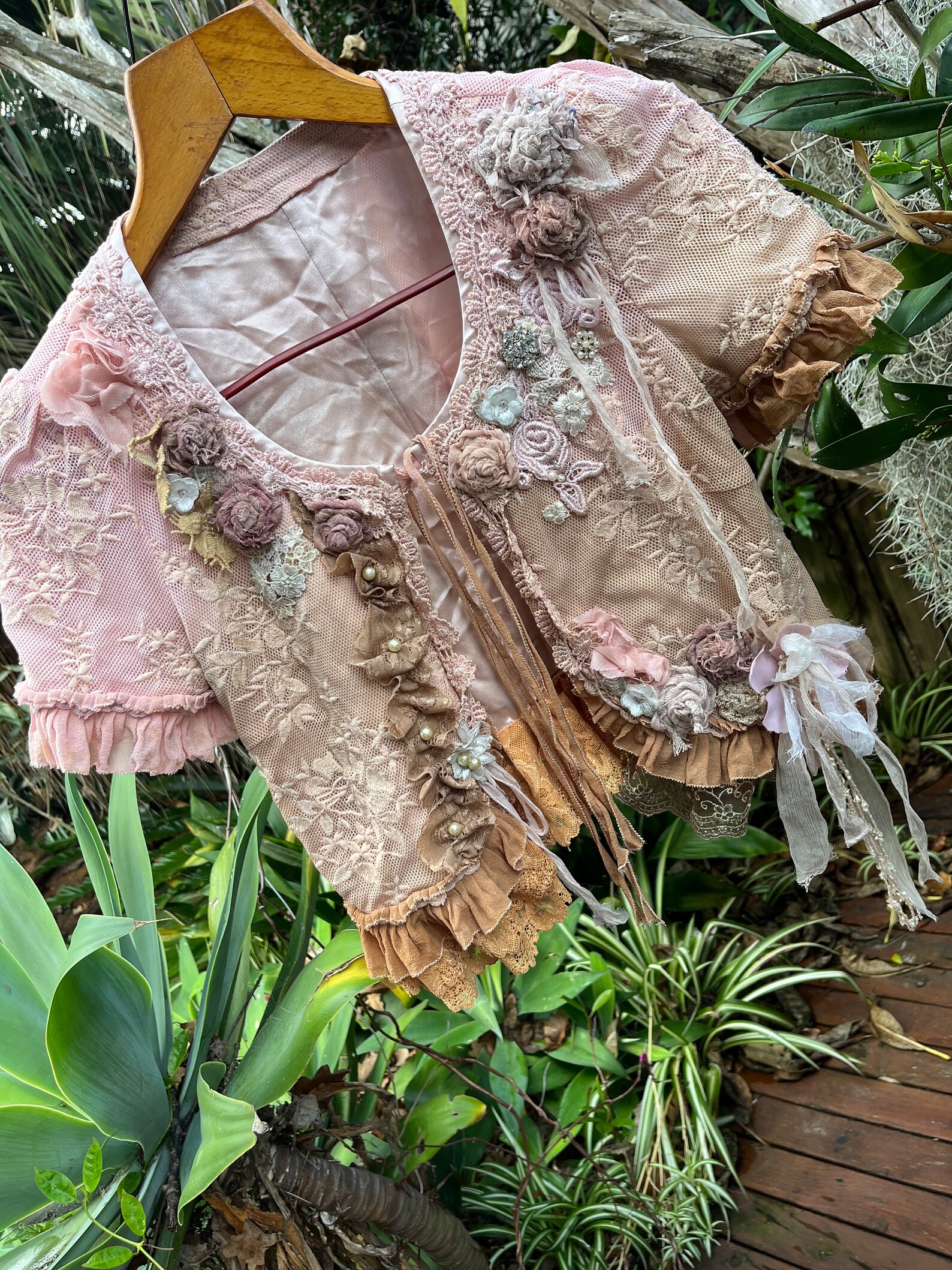 Bohemian Lace and Silk Shabby Chic Top Embellished With a - Etsy