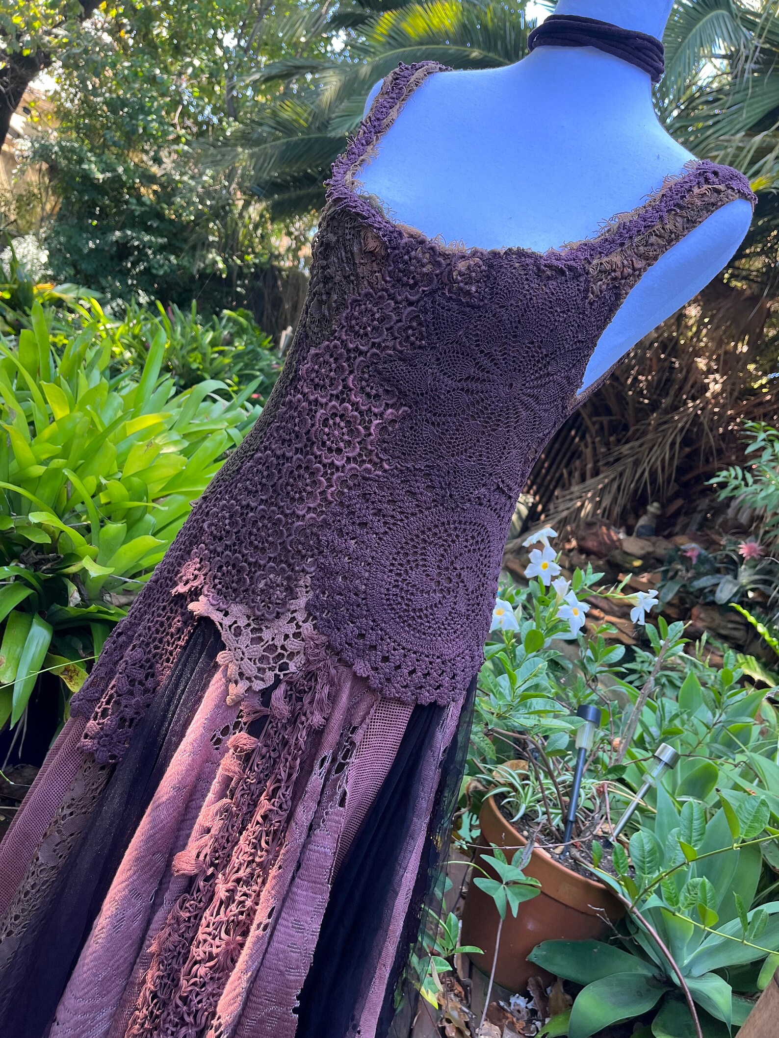 Bohemian Cocoa Brown Wedding Dress, Fairy, Upcycled Dress, Woodland ...