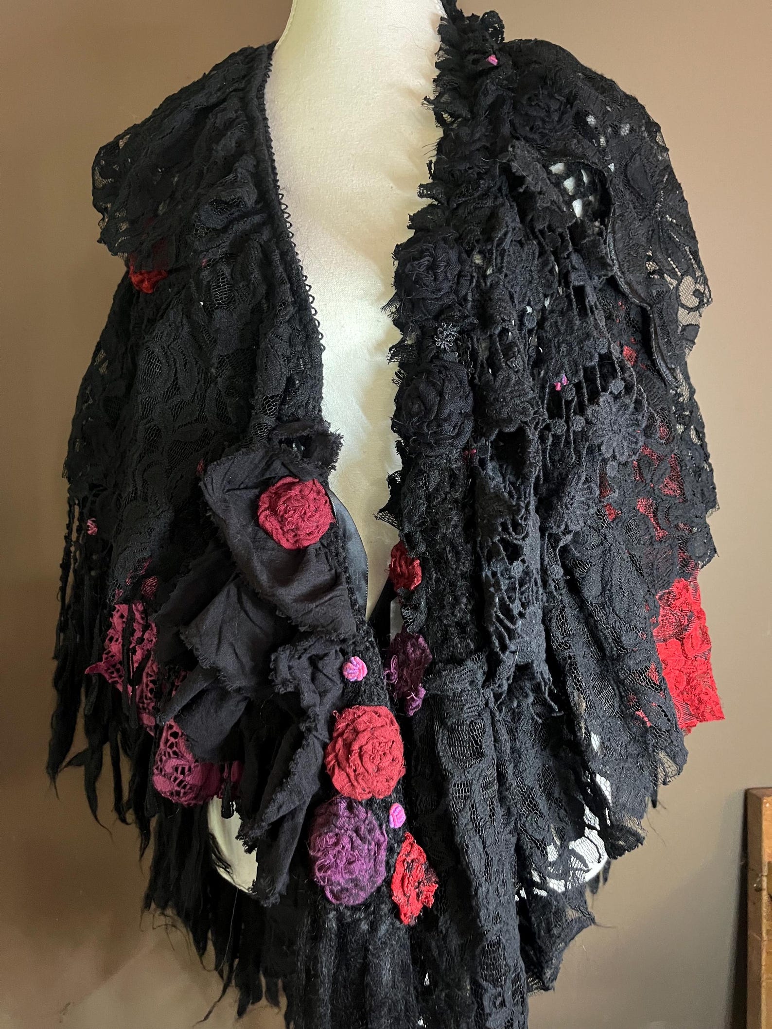 Bohobydarija Bohemian Shabby Chic Black Shrug Shawl Chunky Weathered ...