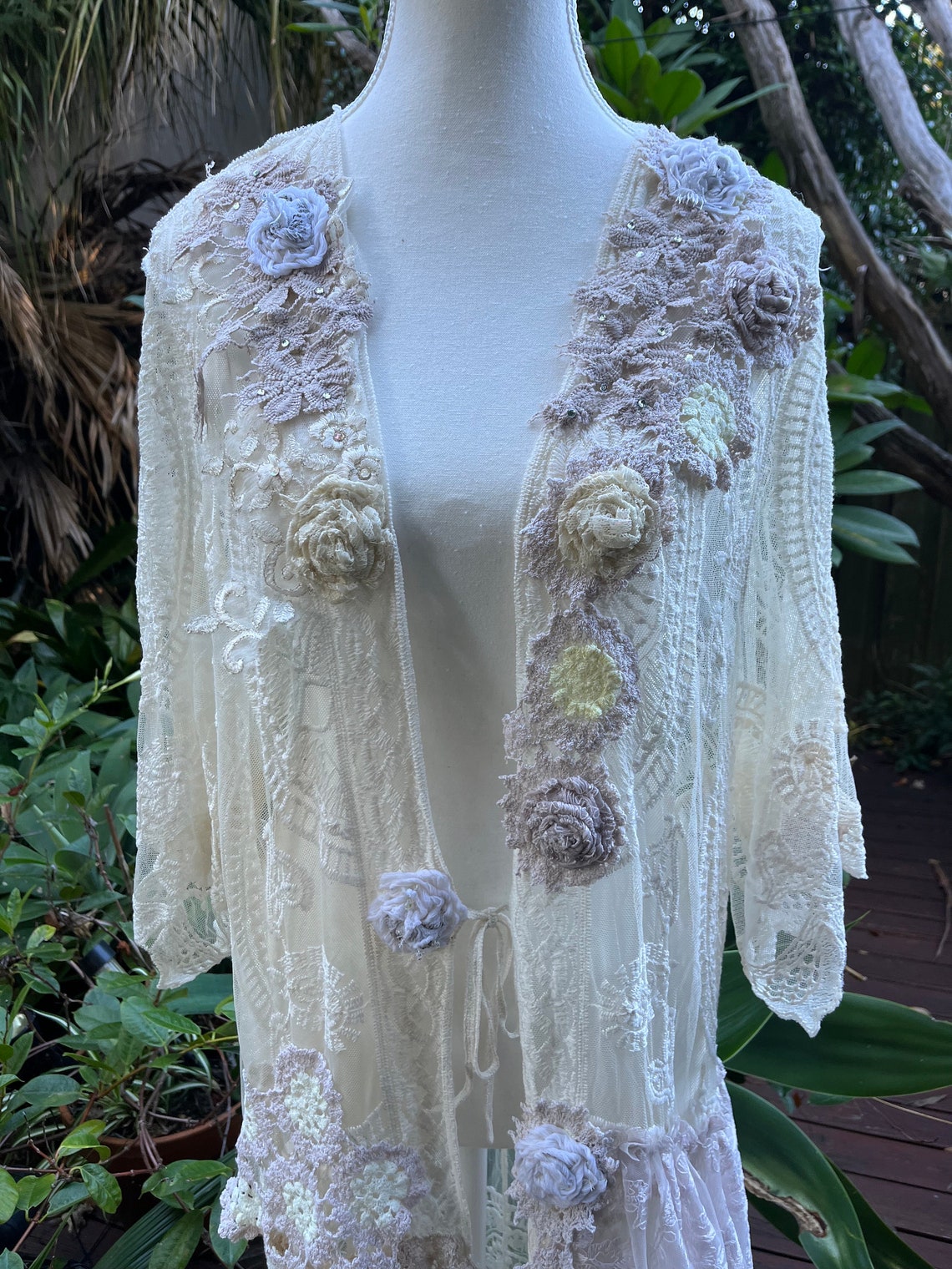 Bohemian Shabby Chic Artsy Duster Coat Lace Cover Embellished With a ...