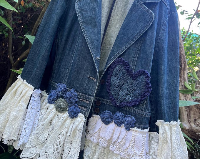 Bohobydarija Bohemian Shabby Chic Tattered Denim Jacket Artsy ...