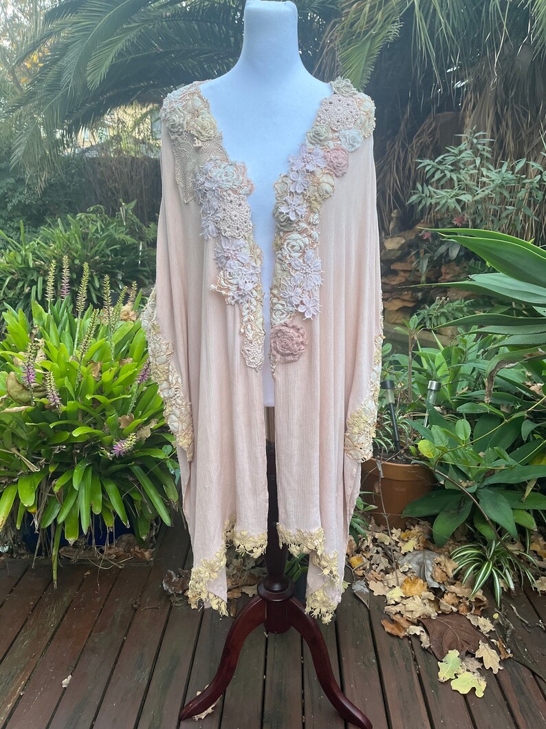 Bohemian Shabby Chic Artsy Light Kimono Cover Embellished With a ...