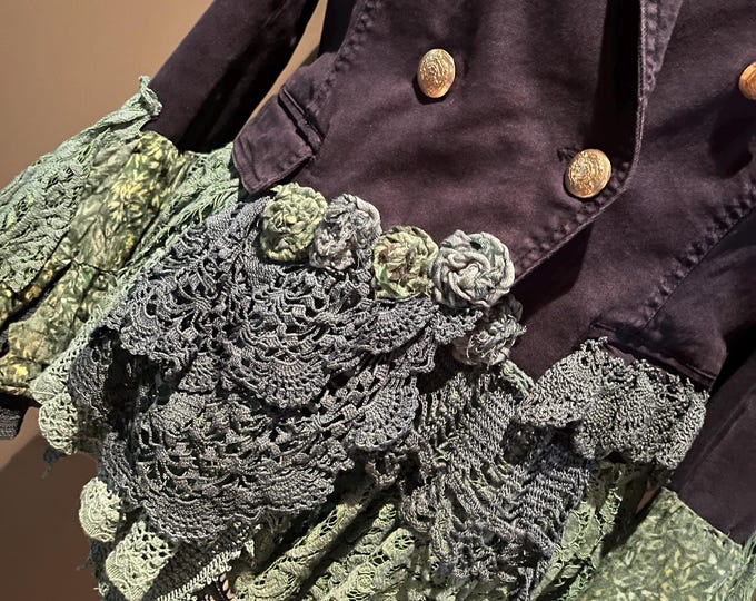 Bohobydarija Bohemian Shabby Chic Tattered Denim & Jersey Jacket Artsy ...