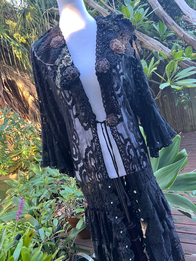 Bohemian Shabby Chic Artsy Gothic Duster Coat Lace Cover Embellished ...