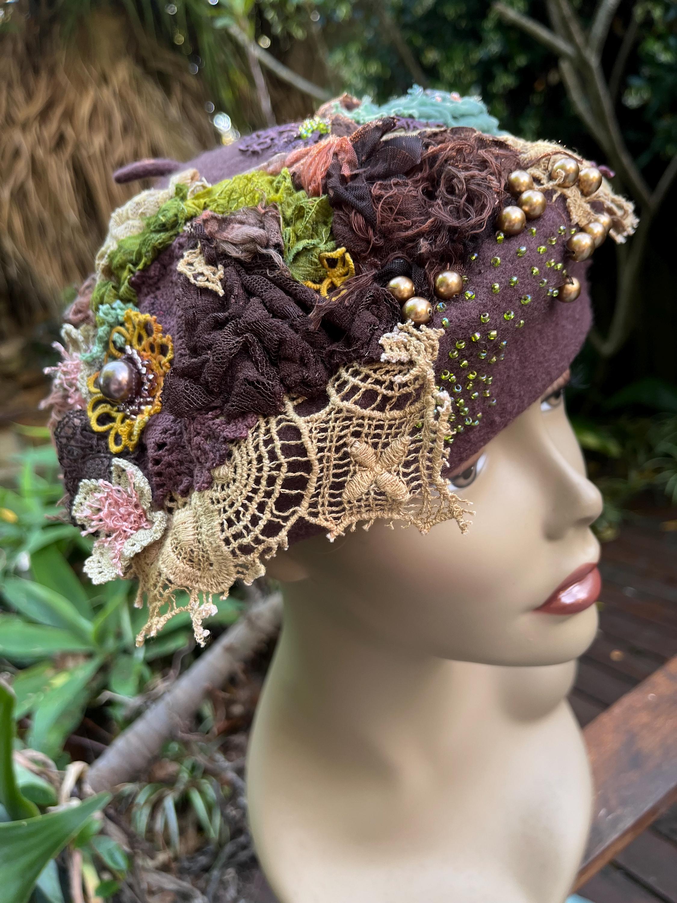 Bohobydarijabohemian Embellished Beret Hat, Boho Hippie Embroidered ...
