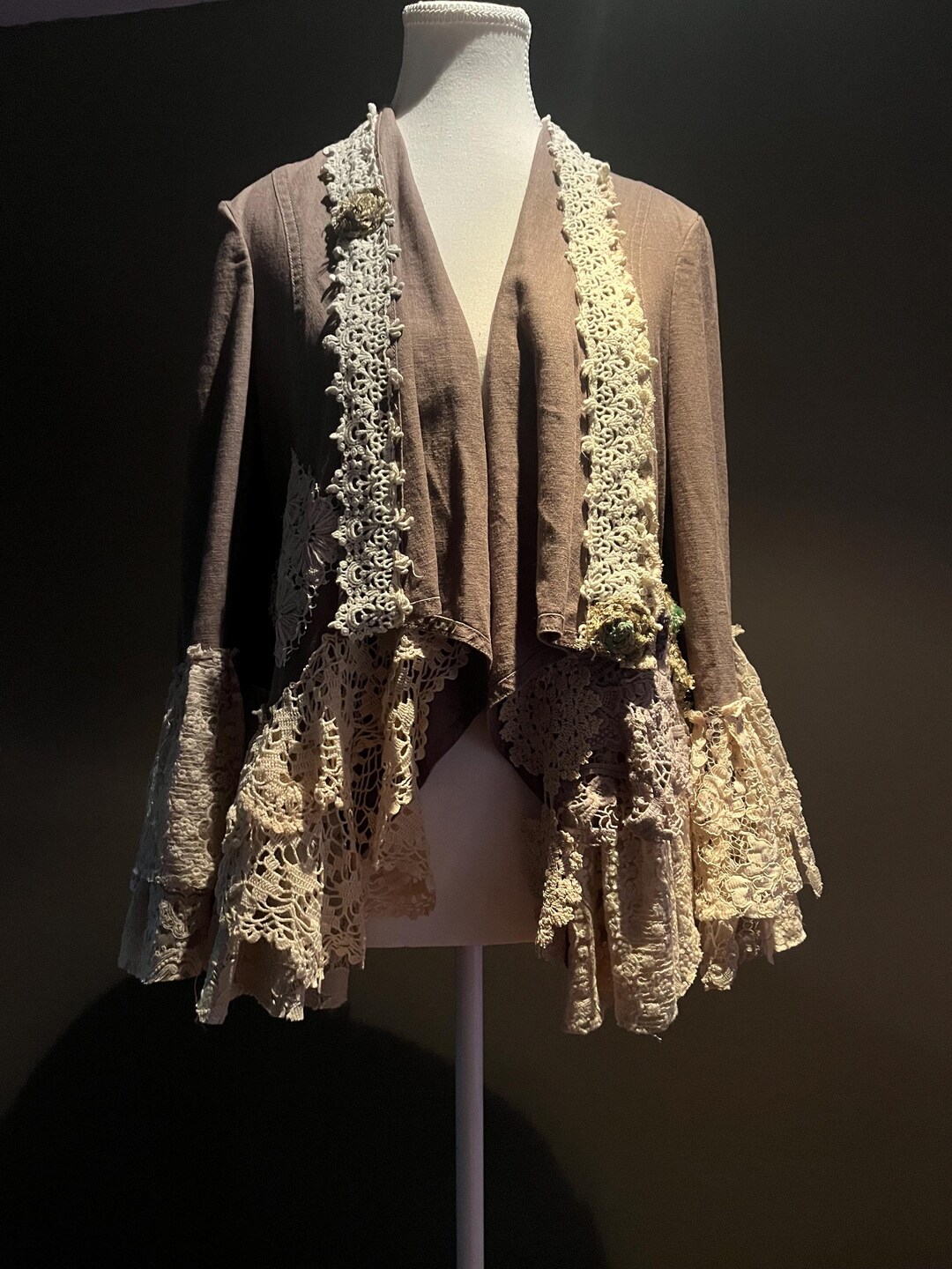 Bohemian Shabby Chic Cotton Linen Jacket Embellished With Vintage ...