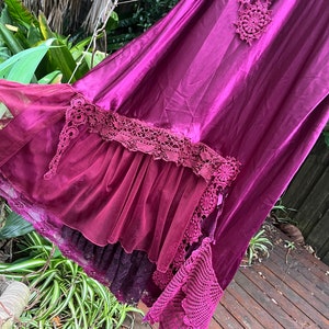 Bohemian Plum Multi Tattered Upcycled Summer Hand Dyed Slip Dress, Fairy, Woodland, Bohobydarija ...