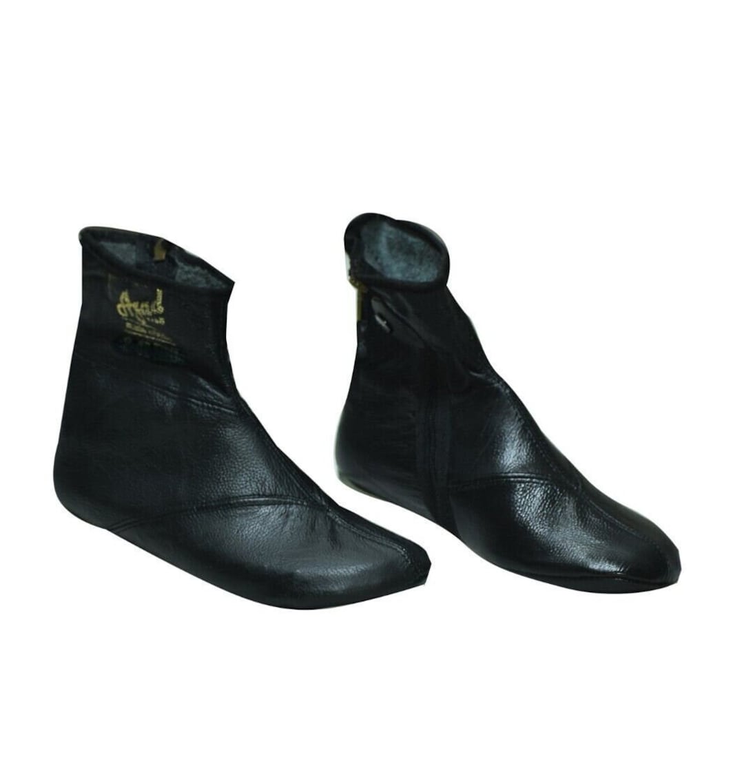 Black Leather Socks ,winter Socks ,slipper Kuffain Home Shoes Halal ...