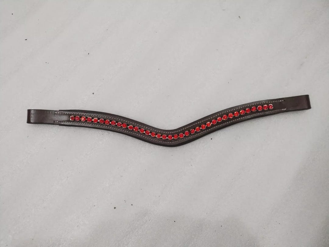 Red Crystal Horse Browband 6mm Leather Bridle Part for Horse - Etsy