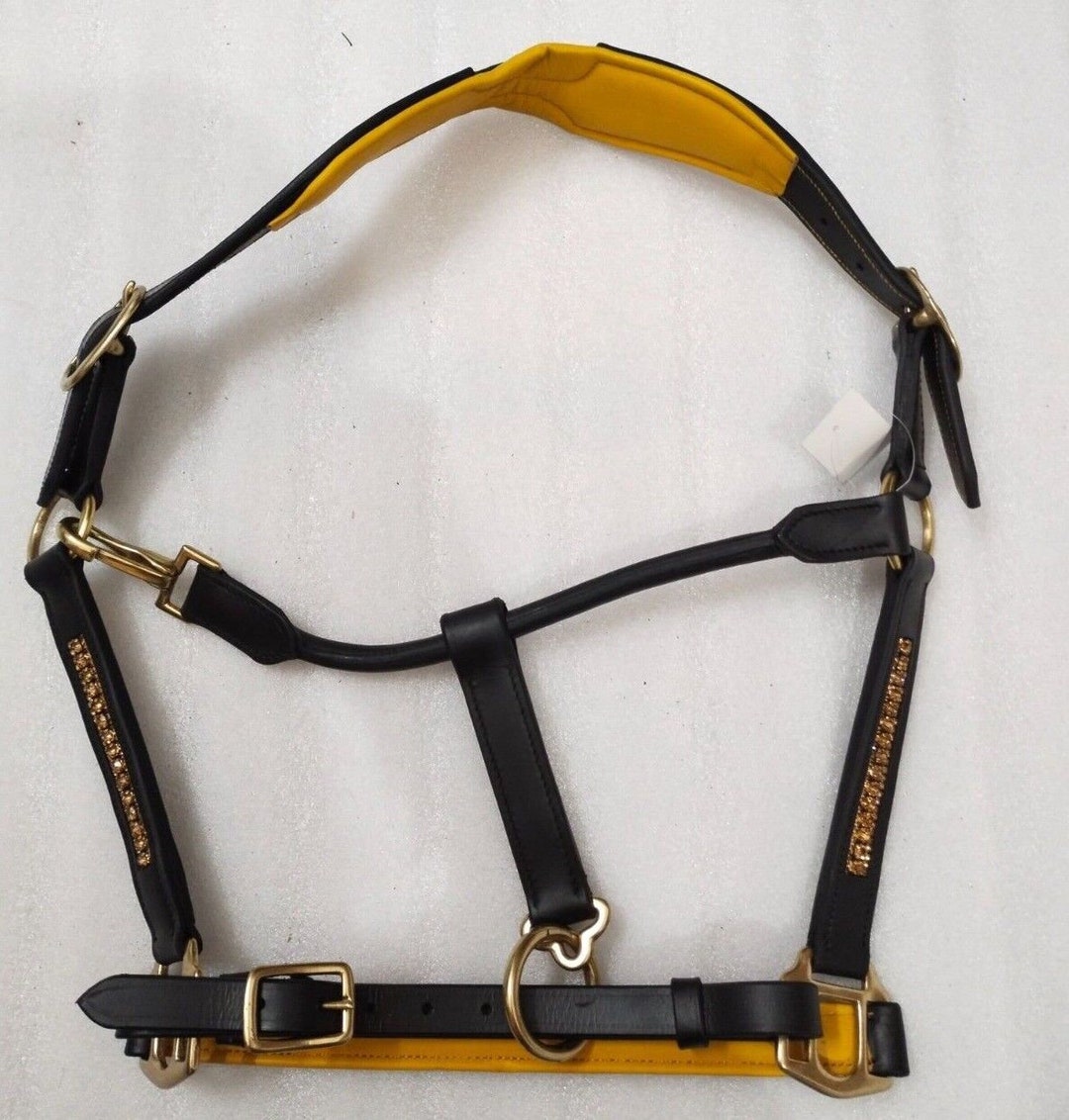 Stunning Anatomic Designer Leather Halter 3 Row Crystal and Padding ...