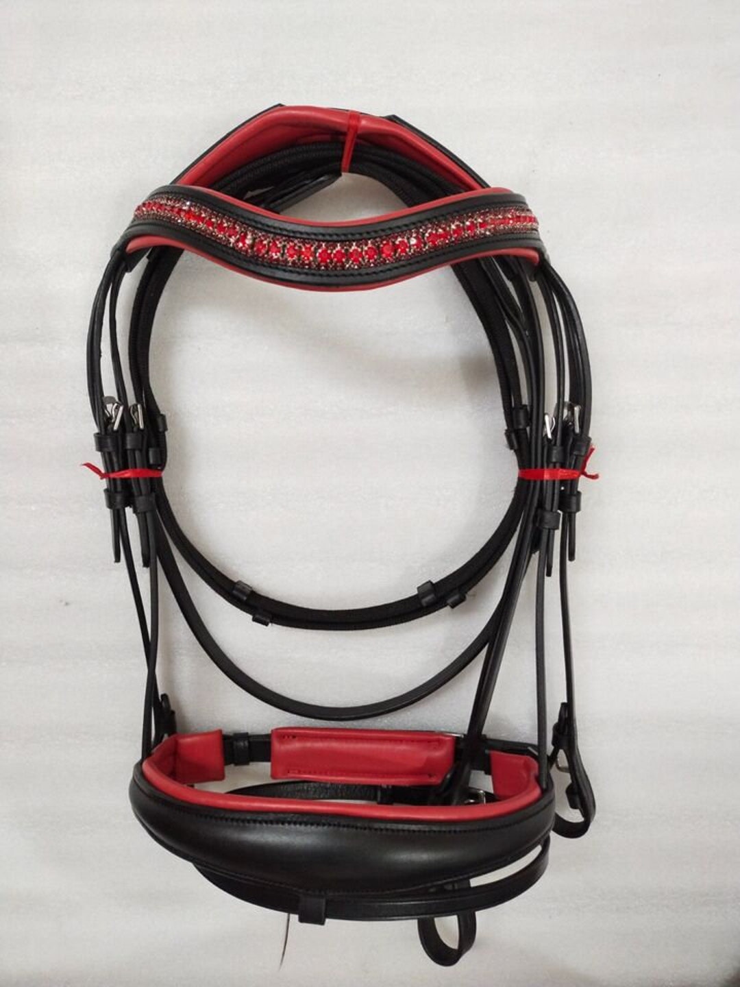 New Black Leather Padded Comfort Crystal Bridle With Colour Padding ...