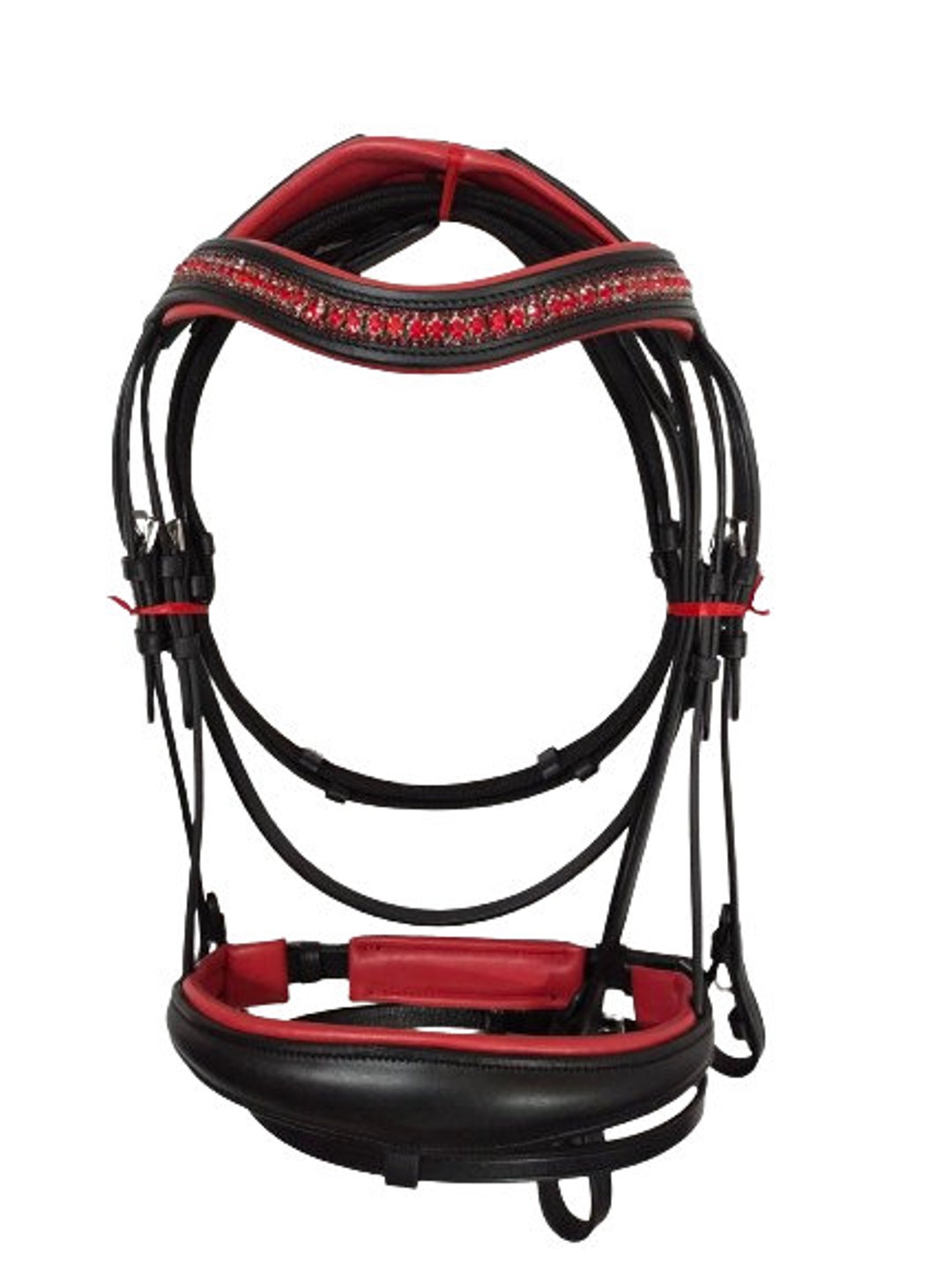 New Black Leather Padded Comfort Crystal Bridle With Colour Padding ...