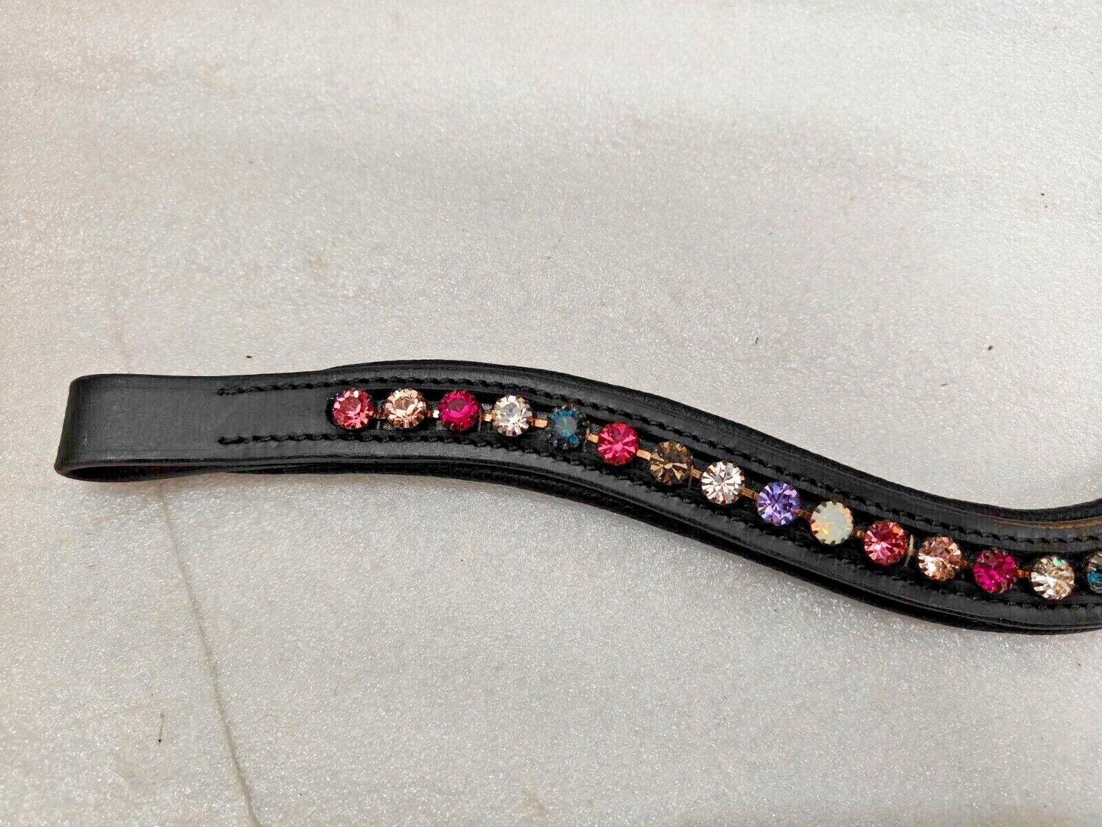 Multi Colors Crystal Leather English Bridle Brow-band for Horse All ...