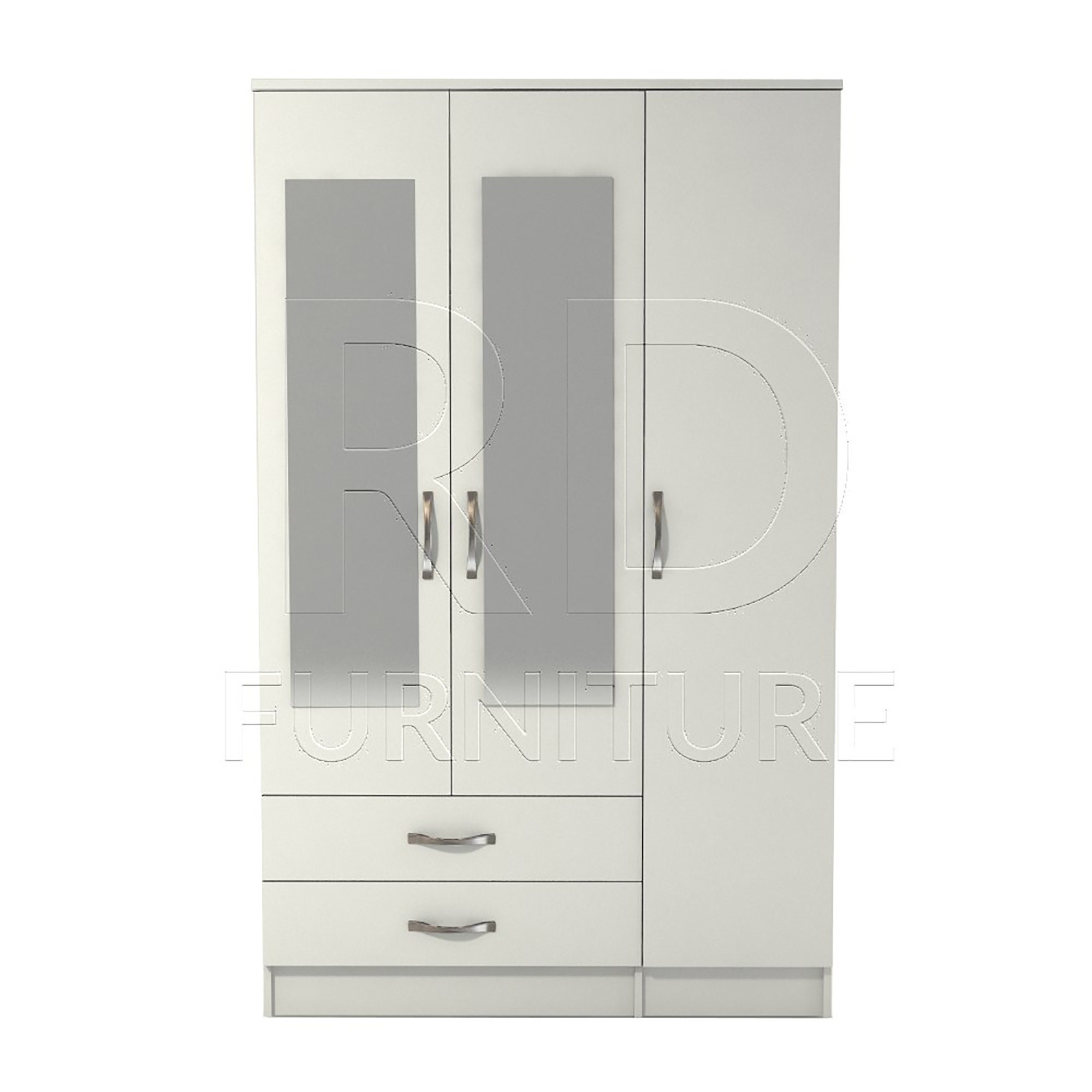 White Wardrobe Triple Wardrobe Ready Assembled Classic 3 Door 2 Drawer Mirrored Wardrobe Etsy