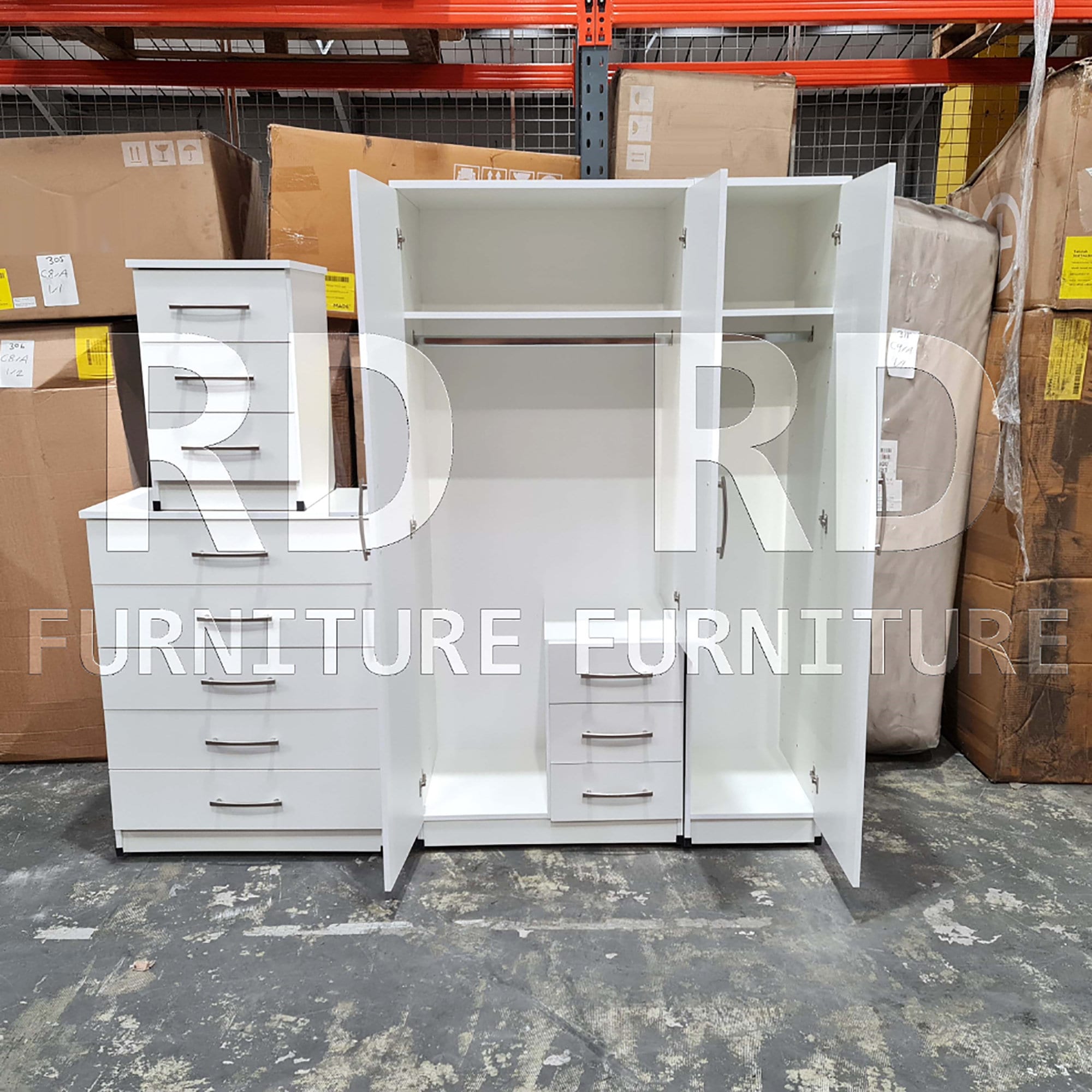 Bedroom Set, Whitebedroom Set, White Wardrobe, Mirrored Wardrobe, White ...