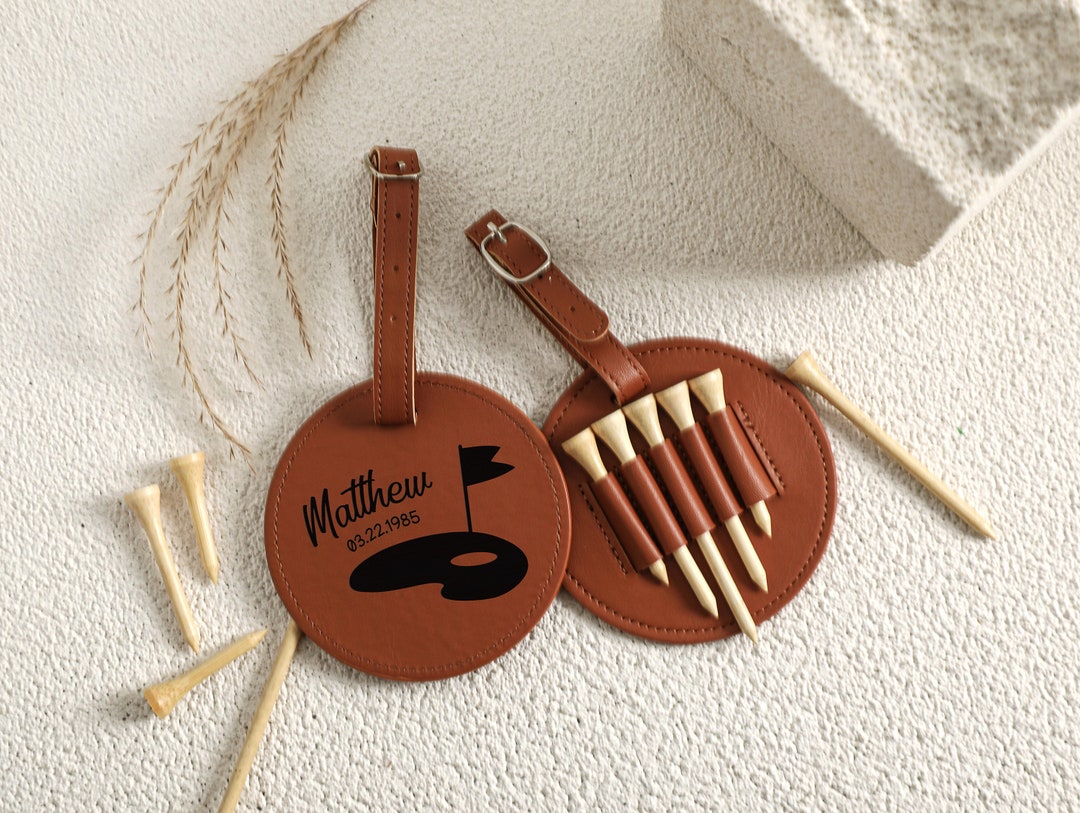 Personalized Golf Tee Bag, Leather Golf Bag Tag, Engraved Golf Tee ...