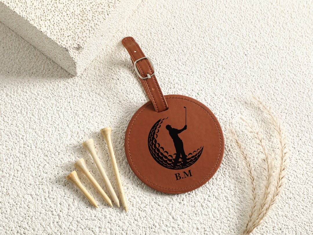 Personalized Leather Golf Bag Tag, Golf Tee Bag, Engraved Golf Tee ...