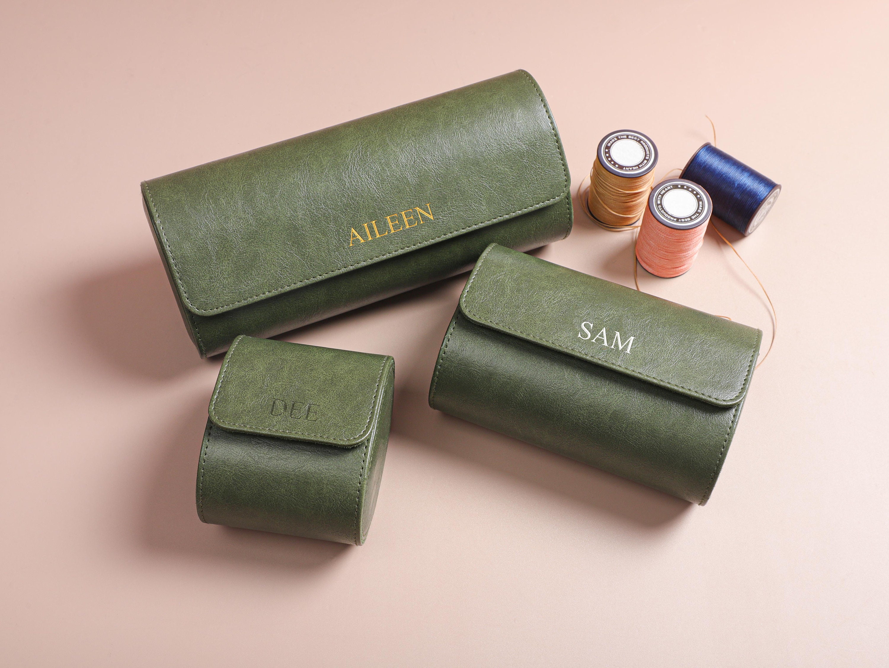 Personalized Watch Box for Men, Vintage Green Leather Watch Box, Travel ...