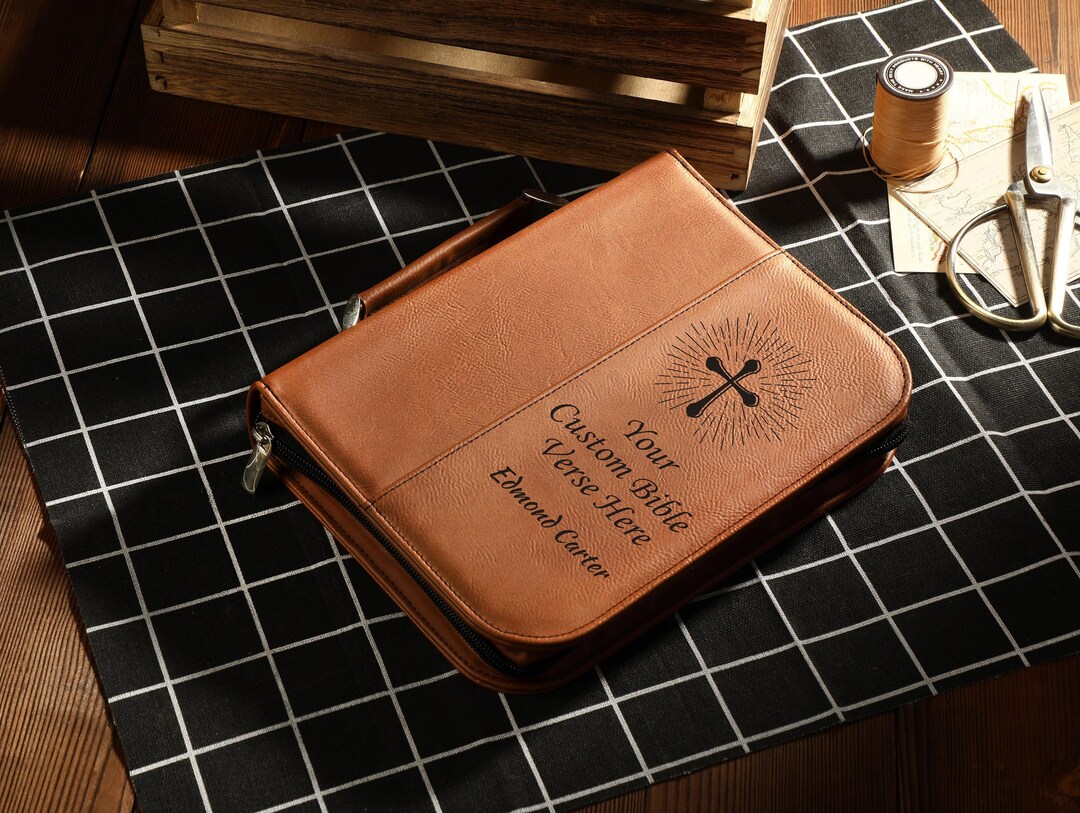 Leather Bible Cover, Personalized Book Cover, Engraved Bible Cover ...