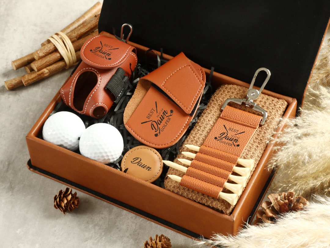 Personalized Braun Golf Gift Box, Lawn Tools Ball Marker Set, Golf Gift ...