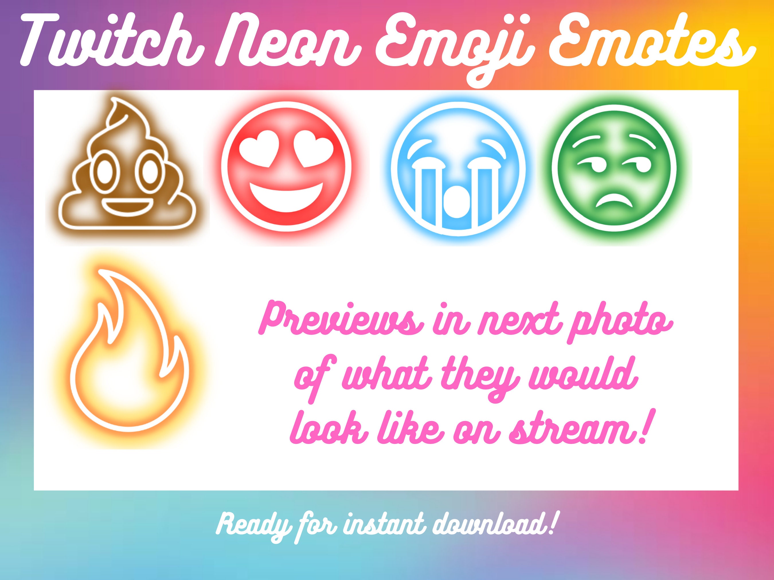 Twitch Neon Emoji Emotes Pack - Etsy