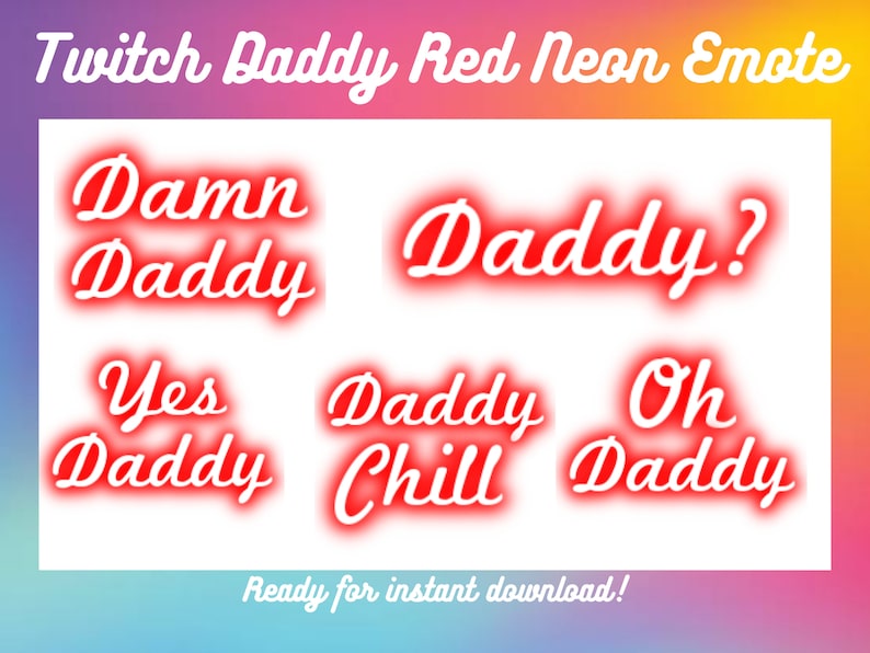 Twitch Red Neon Daddy Emote Pack - Etsy