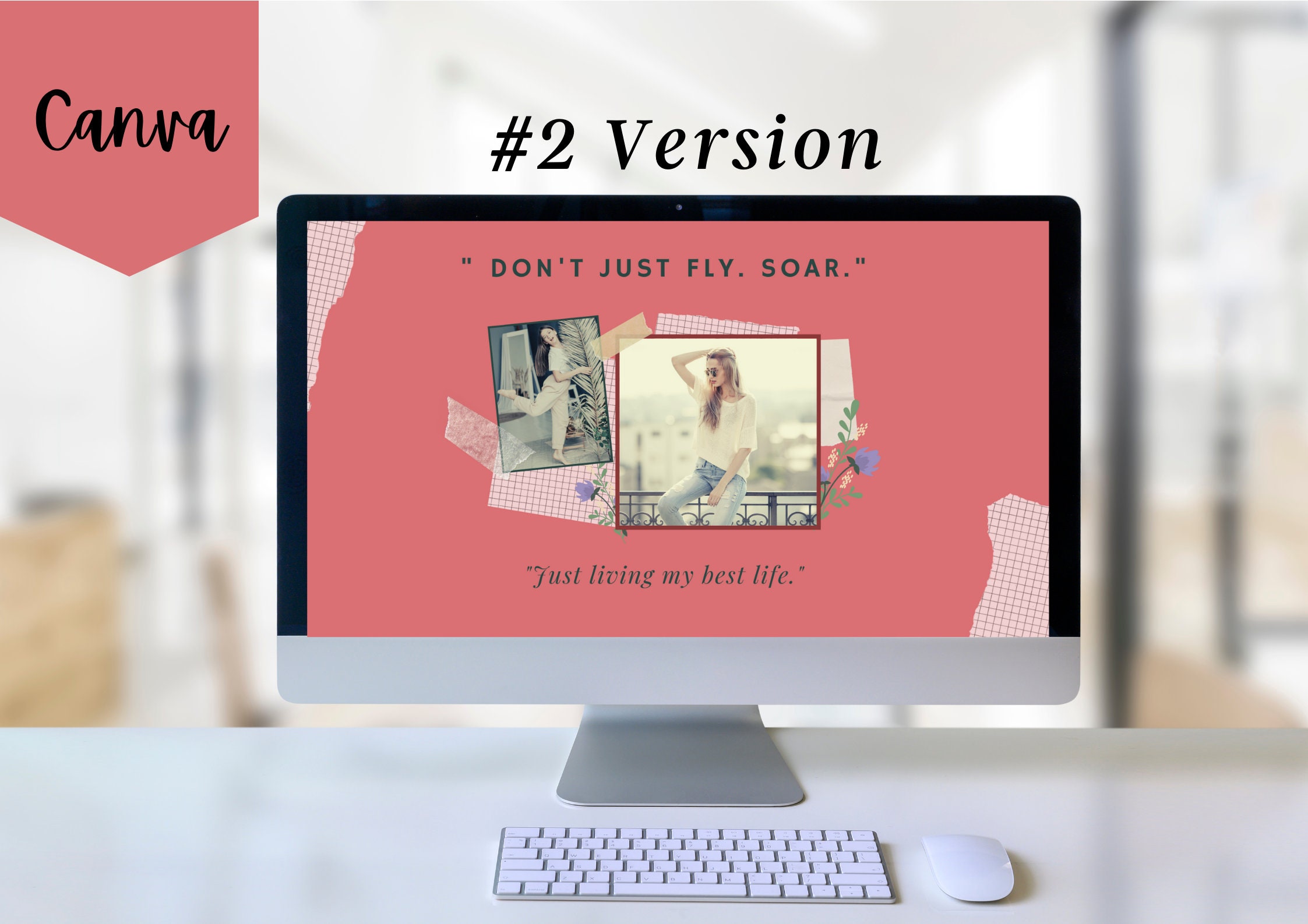 Editable Wallpaper for Mac & Window| Customised | Pink-green Template ...