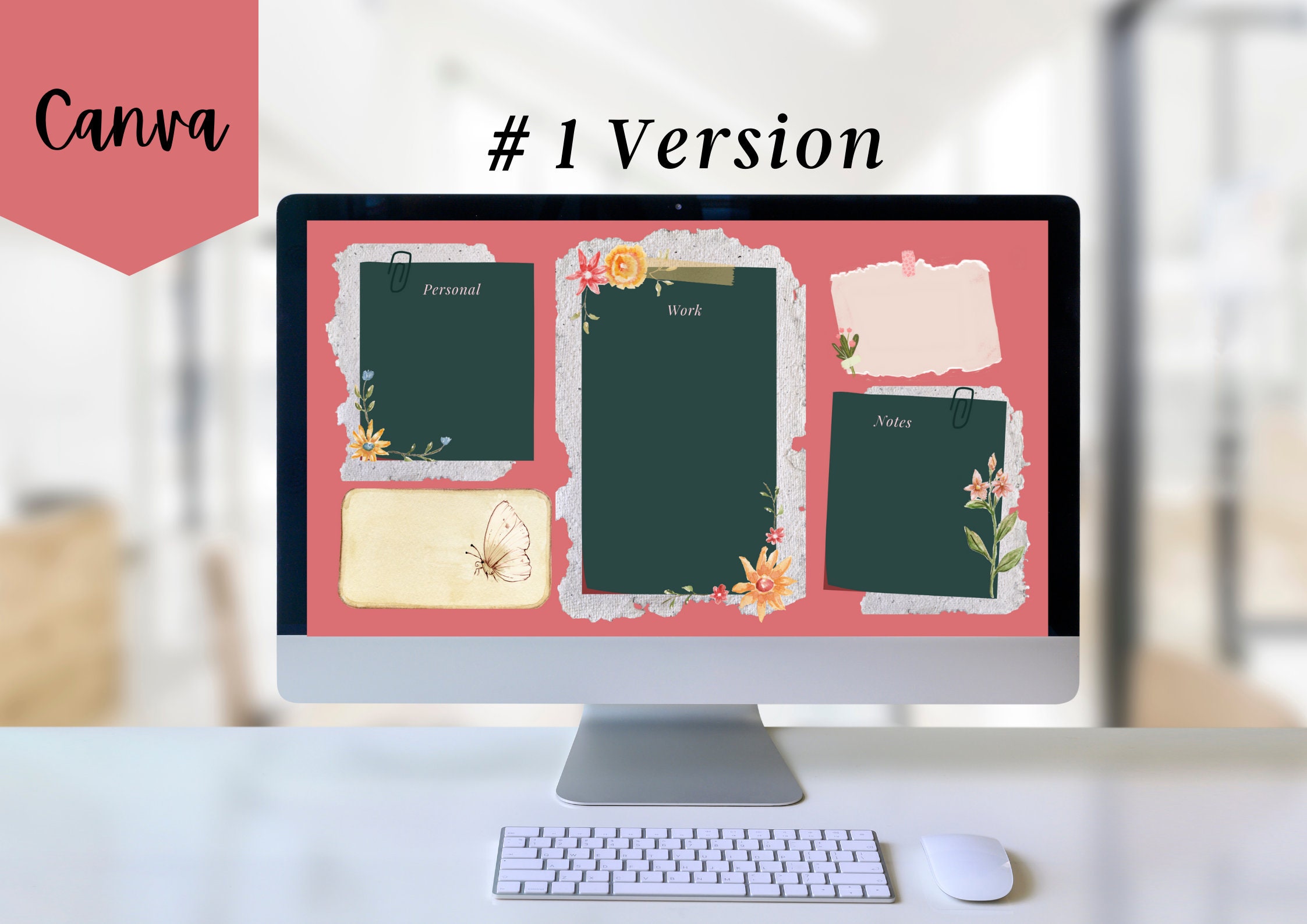 Editable Wallpaper for Mac & Window| Customised | Pink-green Template ...
