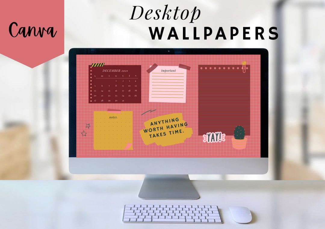 Editable Wallpaper for Mac & Window| Customised | Pink-green Template ...