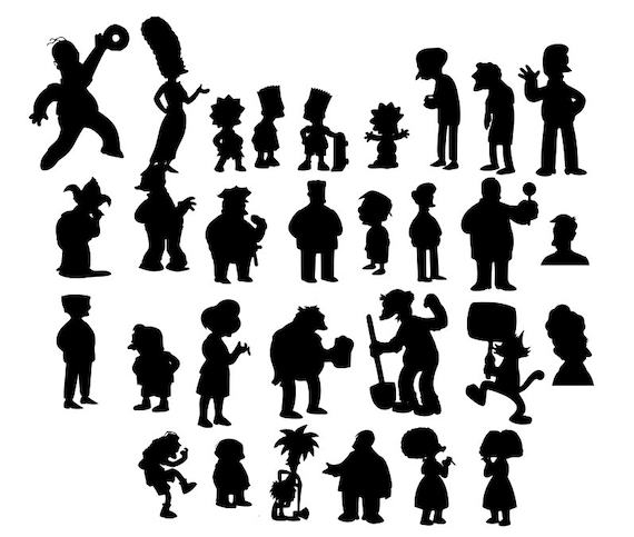 Simpsons Silhouette SVG Files Homer Marge Bart Lisa | Etsy