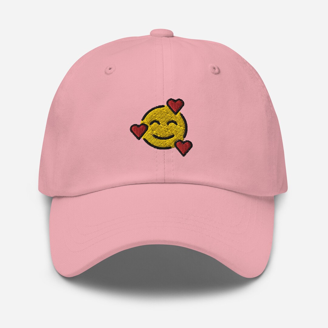 Love Face Emoji Hat Full Color Embroidered Dad Hat 100 Chino Cotton