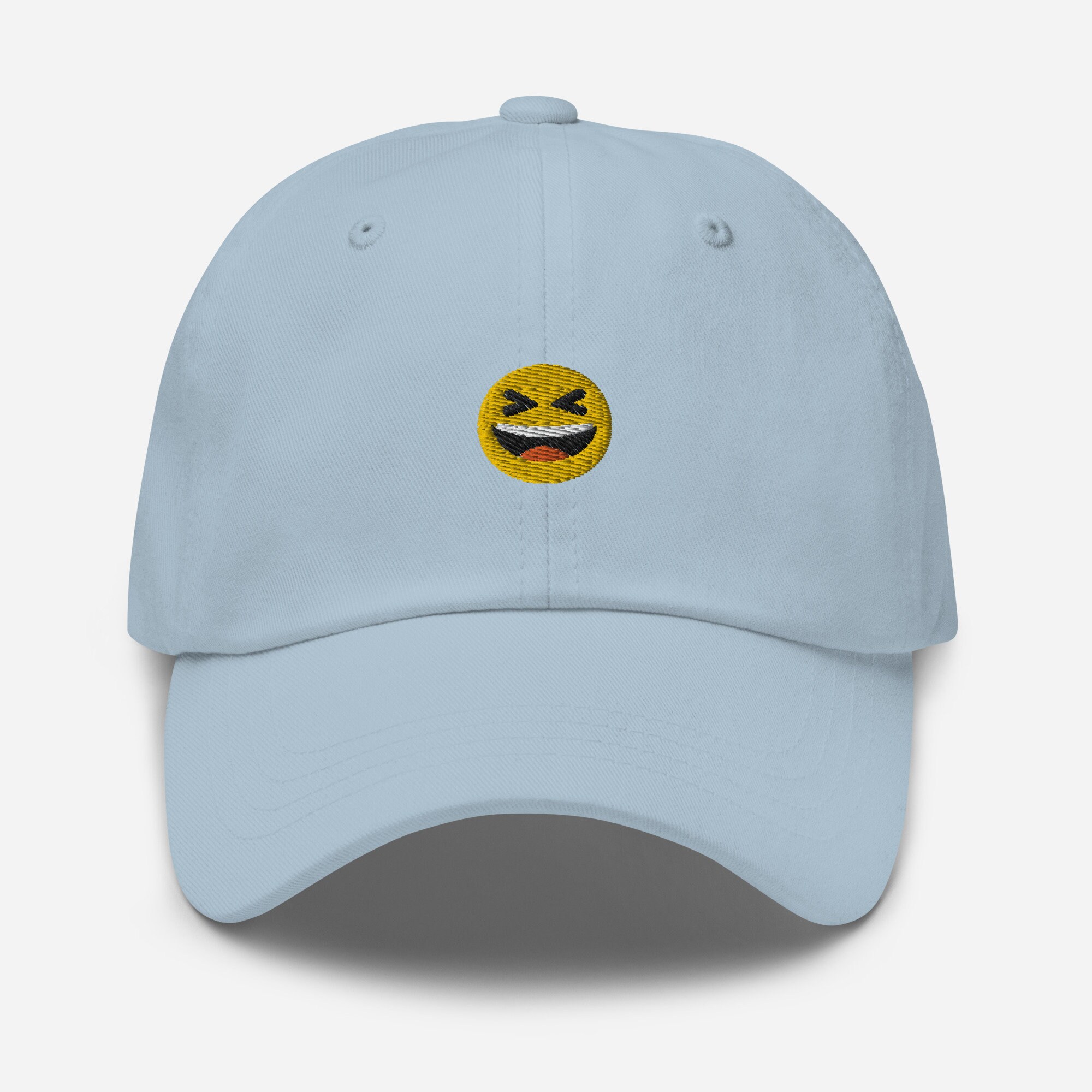 Laughing Emoji Hat, Full Color Embroidered, Dad Hat, 100% Chino Cotton ...