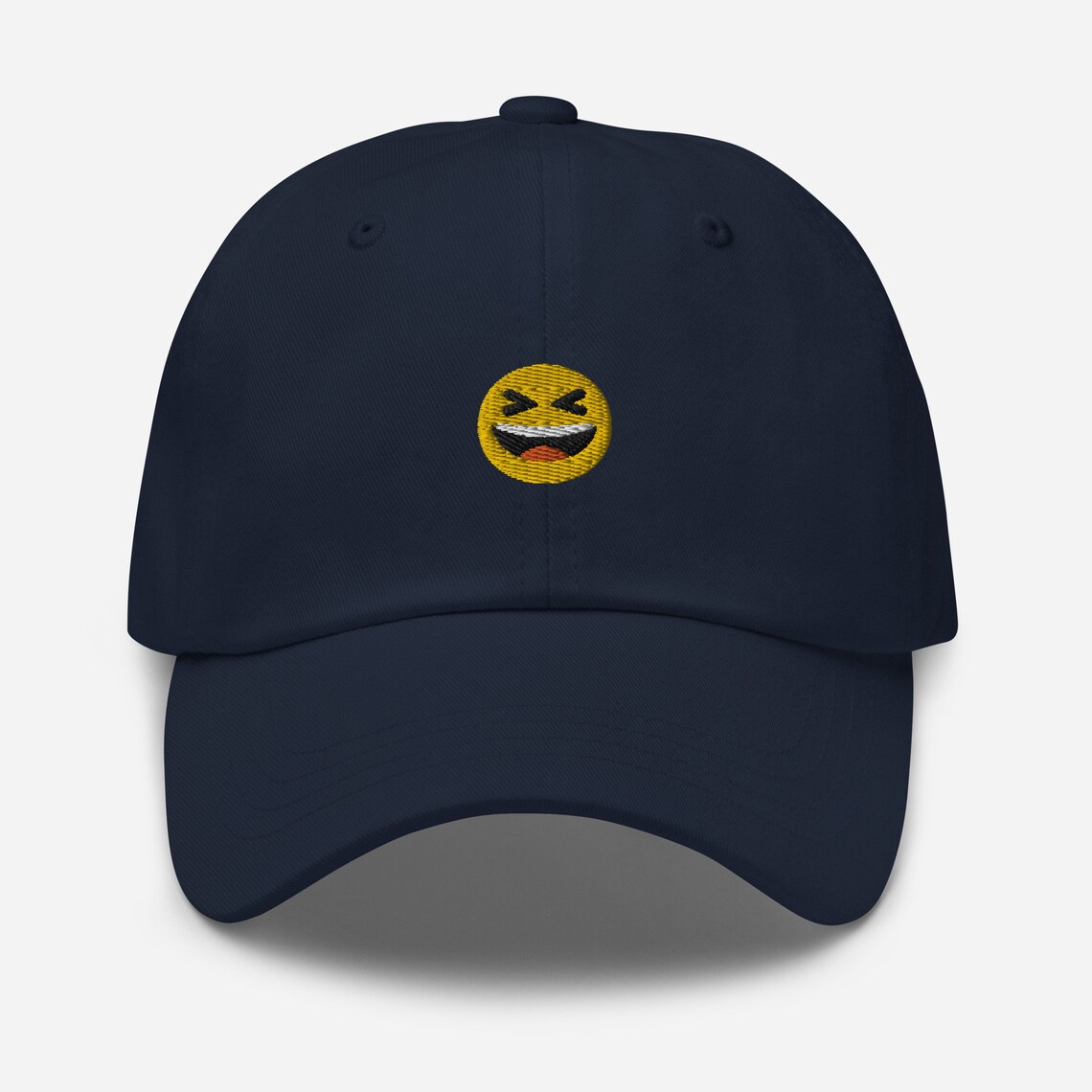 Laughing Emoji Hat, Full Color Embroidered, Dad Hat, 100% Chino Cotton ...
