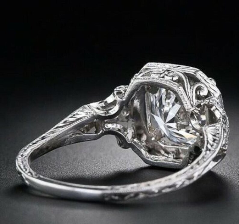 Antique 2.35ct White Round Cut Diamond Engagement Wedding Ring in 925 ...