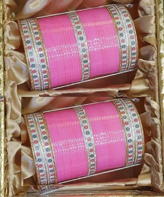 Pink Designer Chuda Bridal Punjabi Choora Fashion Jewellery Chura Set ...