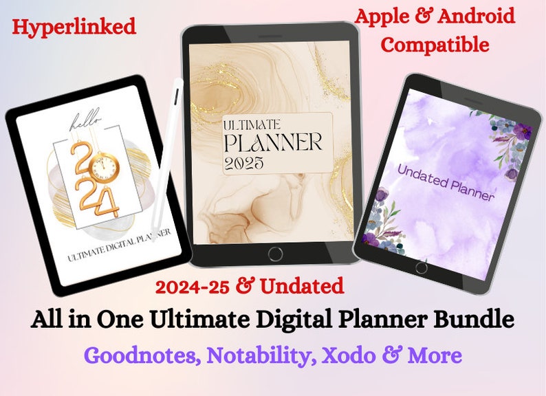 PLR Bundle 2024-25 & Undated Editable Planner Hyperlinked, Apple ...