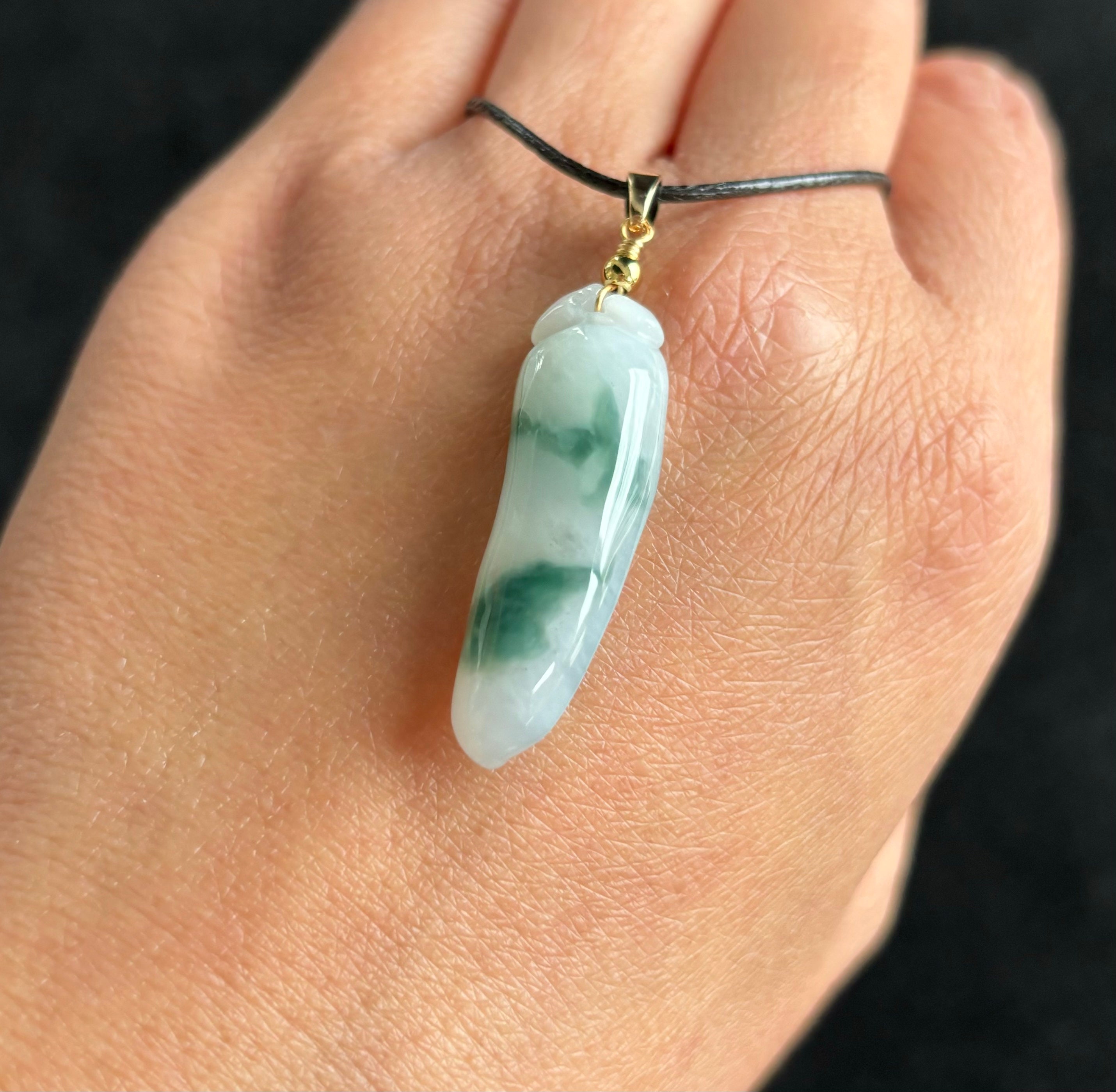 Icy Floating Green Jadeite, Fugua 福瓜 Jadeite Jade Pendant, 100% ...