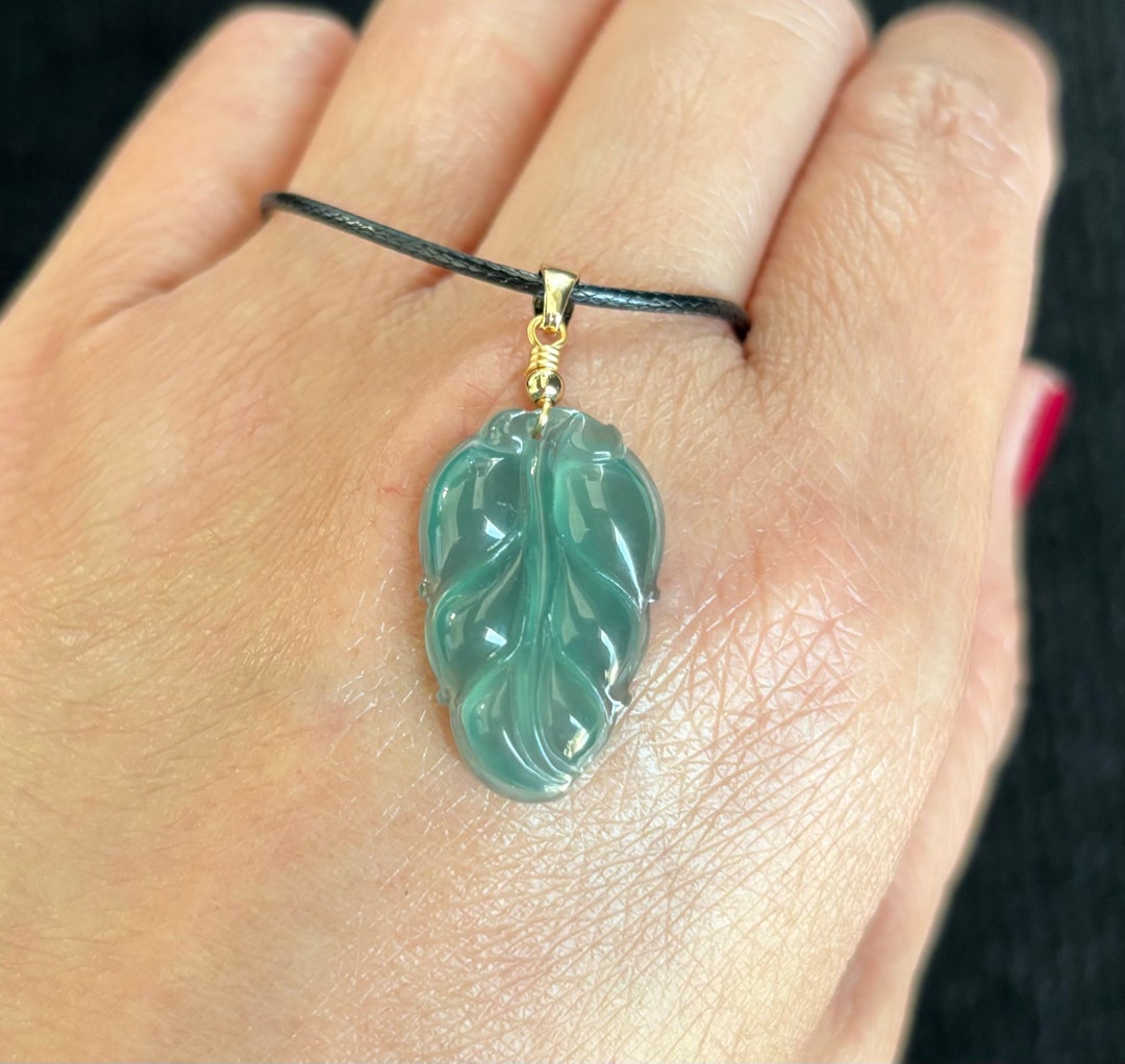 Icy Blue-green Jadeite Leaf Jadeite Jade Pendant 100% - Etsy