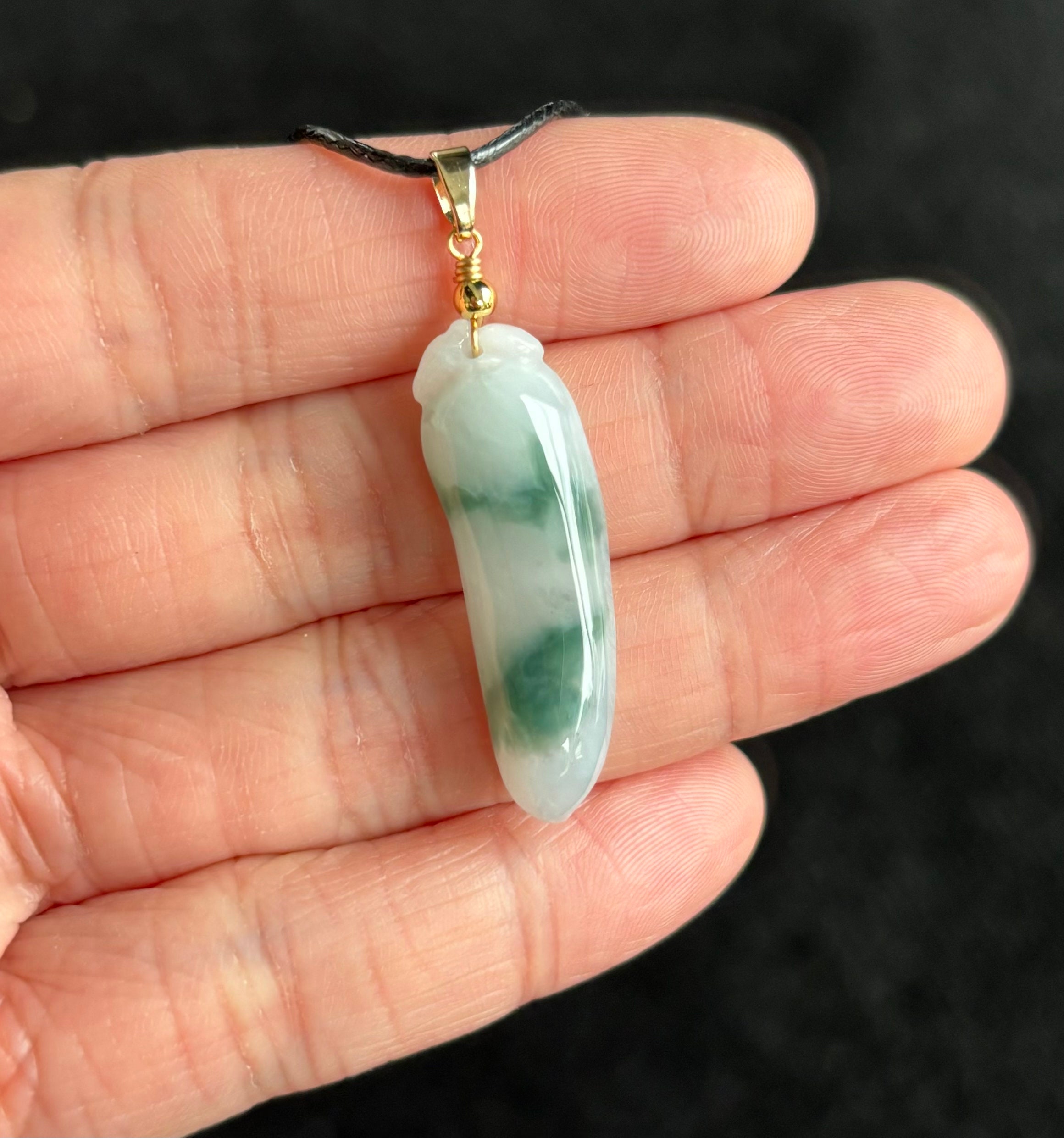 Icy Floating Green Jadeite, Fugua 福瓜 Jadeite Jade Pendant, 100% ...