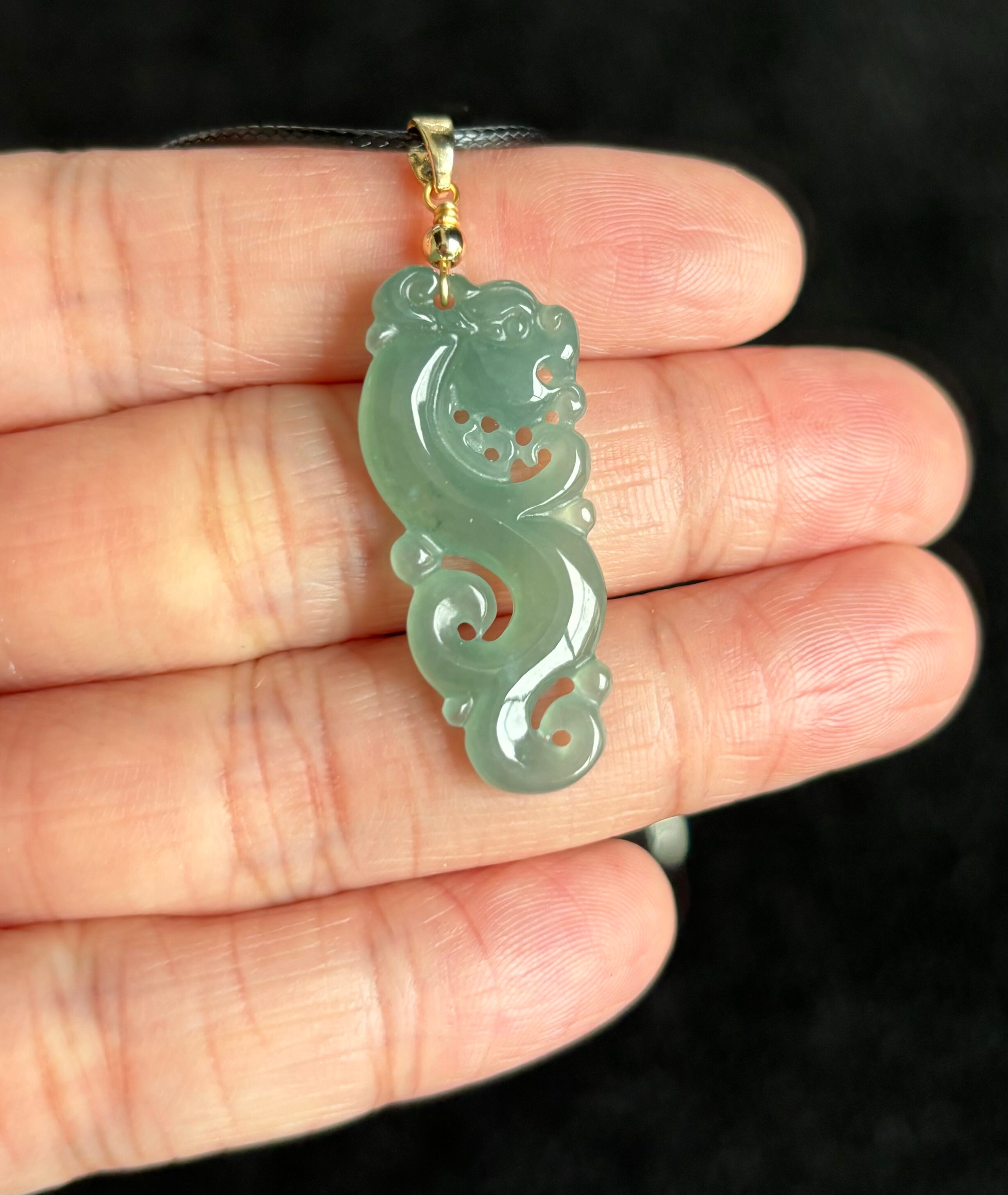Icy Green Dragon Jadeite Jade Pendant, 100% Untreated Certified Genuine ...