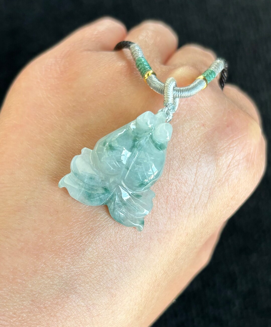 Floating Green Gold Fish Jadeite Jade Pendant, 100% Untreated Certified ...