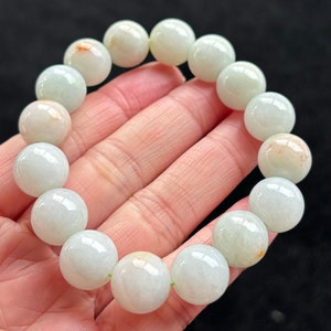 12.9mm Floating Orange Round Beads Jadeite Jade Bracelet, 100% ...