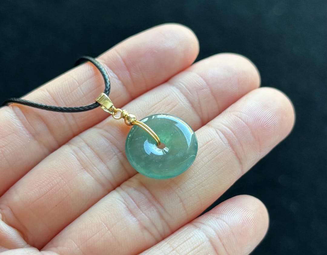 Highly Icy Green Donut Jadeite Jade Pendant, 100% Untreated Certified ...