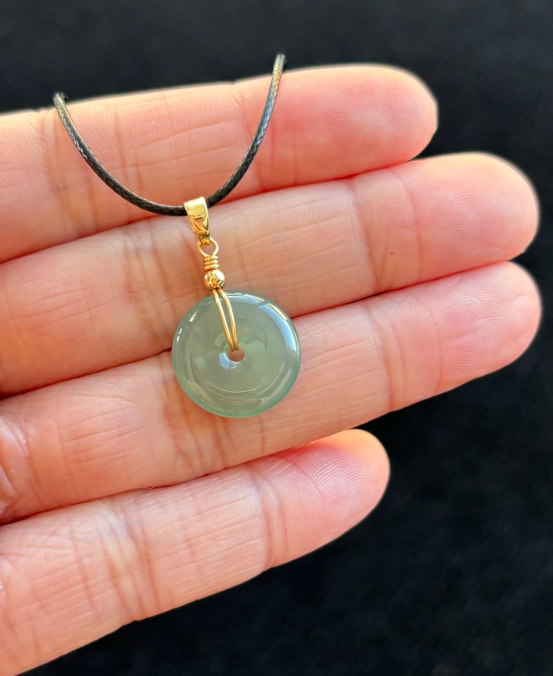 Highly Icy Green Donut Jadeite Jade Pendant, 100% Untreated Certified ...