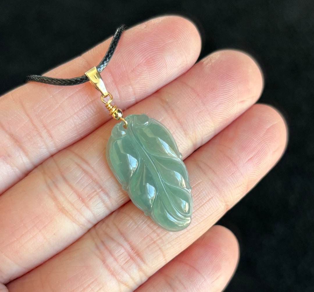 Icy Green Jadeite, Leaf Jadeite Jade Pendant, 100% Untreated Certified ...