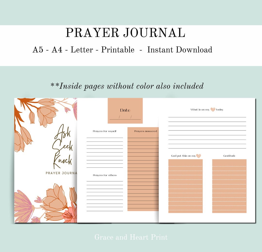 Printable Prayer Journal, A4, A5, Letter, PDF, Digital File - Etsy