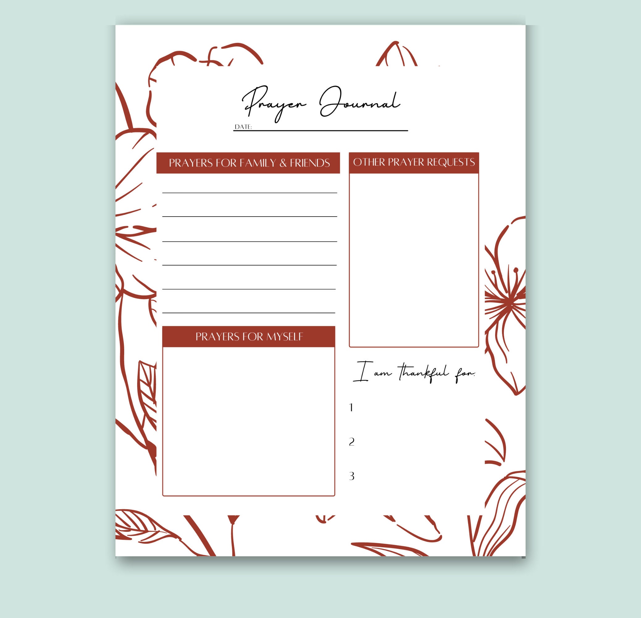 Printable Prayer Journal, A4, A5, Letter, PDF, Digital File - Etsy