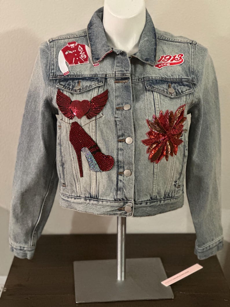 DST Delta Sigma Theta Denim Patchwork Jacket Size Large - Etsy