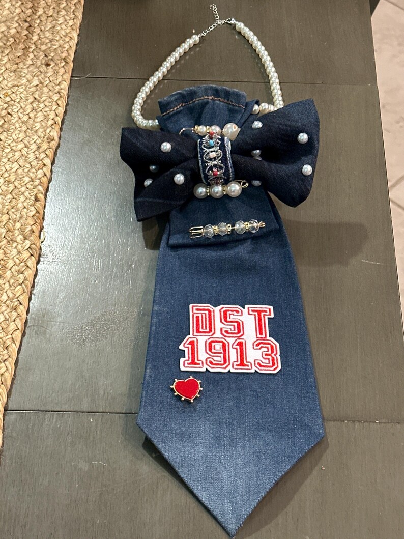 Women’s Statement Junk Tie Necklace - Denim Bow Tie - Etsy