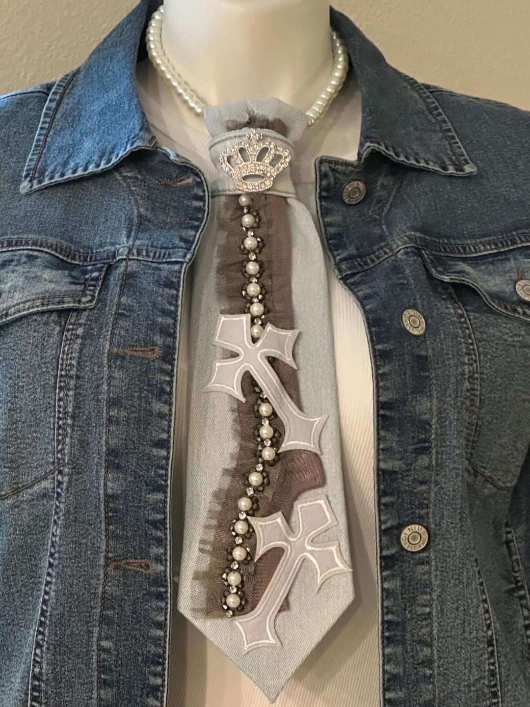Women’s Statement Junk Tie Necklace - Diva Pearls - Etsy